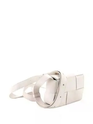 Bottega Veneta Cassette Maxi Intrecciato Leather Candy Crossbody Bag - White