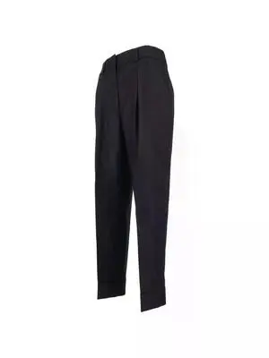 Peserico Metallic Effect Pleated Turned-up Trousers