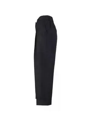 Peserico Metallic Effect Pleated Turned-up Trousers