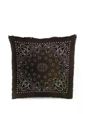 KUJTEN Large Paisley-print Frayed-edge Bandana - Brown