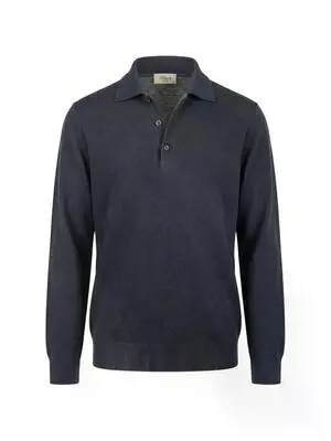 Altea Button-fastening Long-sleeve Polo Shirt - Blue