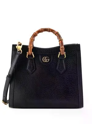 Gucci Diana Bamboo Handle Leather Small Tote Bag - Black