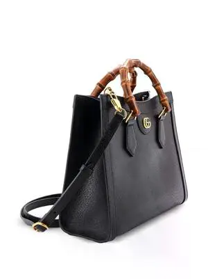 Gucci Diana Bamboo Handle Leather Small Tote Bag - Black
