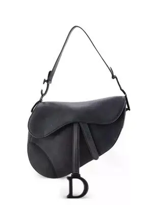 Dior Ultra Matte Saddle Handbag Leather Medium Shoulder Bag - Black
