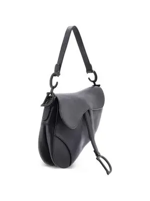 Dior Ultra Matte Saddle Handbag Leather Medium Shoulder Bag - Black