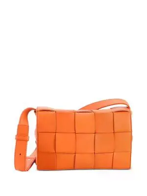 Bottega Veneta Cassette Maxi Intrecciato Leather Small Cross Body Bag - Orange