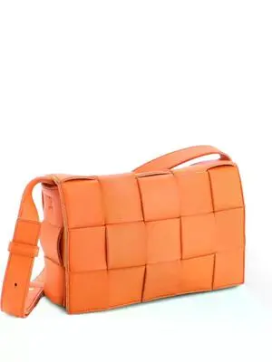 Bottega Veneta Cassette Maxi Intrecciato Leather Small Cross Body Bag - Orange