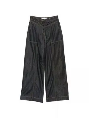 SELF-PORTRAIT Contrast-stitch Wide-leg Jeans - Blue