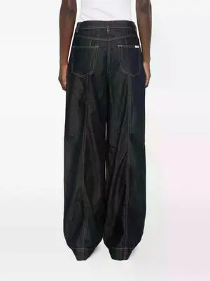 SELF-PORTRAIT Contrast-stitch Wide-leg Jeans