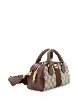 Gucci Gg Coated Canvas With Leather Mini Crossbody Bag - Brown