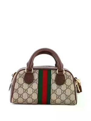 Gucci Gg Coated Canvas With Leather Mini Crossbody Bag - Brown