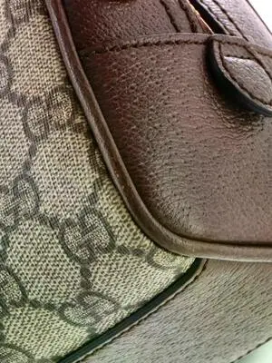 Gucci Gg Coated Canvas With Leather Mini Crossbody Bag - Brown