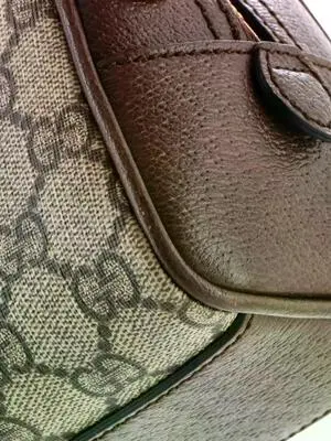 Gucci Gg Coated Canvas With Leather Mini Crossbody Bag - Brown