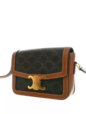 Celine Teen Triomphe Coated Canvas And Calfskin Triomphe Cross Body Bag - Brown