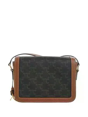 Celine Teen Triomphe Coated Canvas And Calfskin Triomphe Cross Body Bag - Brown