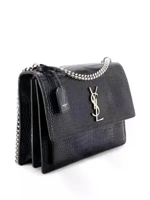 Saint Laurent Sunset Crocodile Embossed Leather Large Crossbody Bag