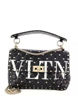 Valentino Garavani Vltn Rockstud Spike Flap Bag Quilted Leather Medium Shoulder Bag - Black