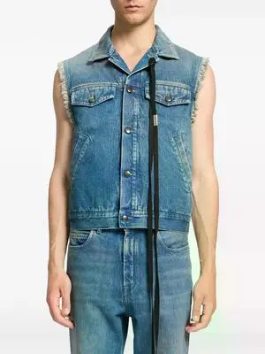 ANN DEMEULEMEESTER Stonewashed Raw-cut Denim Waistcoat