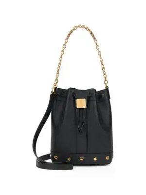 Mcm Mini Pina Logo-plaque Bucket Bag