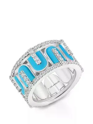 U LOS ANGELES U Hoops Diamond Ring - Silver