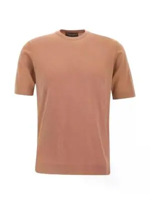 FILIPPO DE LAURENTIIS Crew-neck Side-slit T-shirt - Neutrals