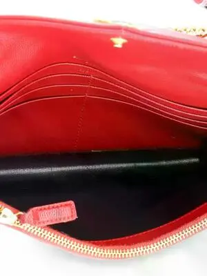 Saint Laurent Classic Monogram Wallet On Chain Matelasse Chevron Leather Small Crossbody Bag - Red