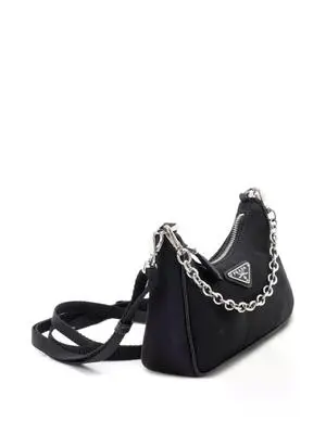 Prada Re-edition Tessuto Mini Hobo Shoulder Bag - Black