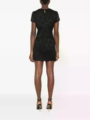 Saint Laurent Floral-jacquard Short-sleeve Mini Dress