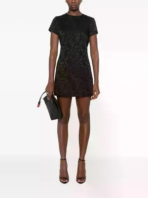 Saint Laurent Floral-jacquard Short-sleeve Mini Dress