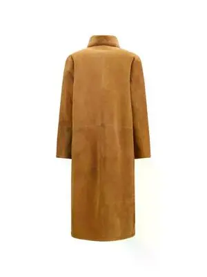 SWORD 6644 Shearling-collar Leather Coat