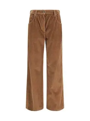 Brunello Cucinelli Straight Velvet Pants - Brown