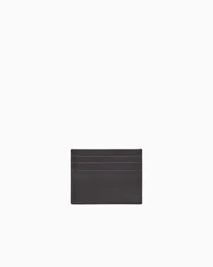 Giorgio Armani Credit Card Holder In Nappa Leather With An Embossed Logo - Brown