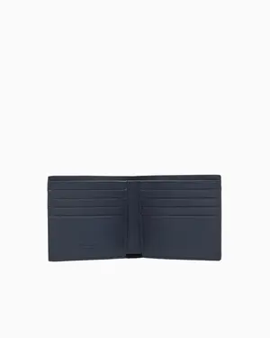 Giorgio Armani Bi-fold Wallet In Wave Print Leather With Embossed Logo