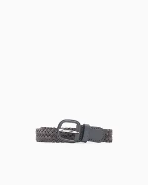 Giorgio Armani Woven Suede Belt - Navy Blue
