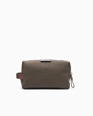 Giorgio Armani Canvas And Leather Washbag - Brown