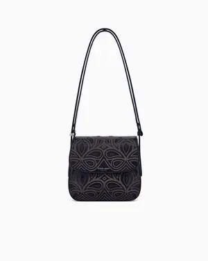 Giorgio Armani La Prima Small Bag In Leather And Suede With Laser-cut Detailing - Brown