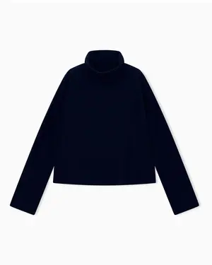 Giorgio Armani Sweater Regular Fit Pure Cashmere Volcano Collar - Blue