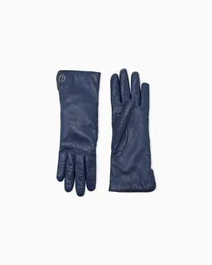 Giorgio Armani Nappa Leather Gloves With Cashmere Lining - Blue