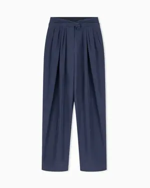 Giorgio Armani Trouser Regular Fit In Heavy Washed Silk - Blue