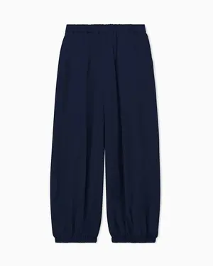 Giorgio Armani Oversized Lamé Silk Pants With Elastic Waist And Cuffs - Blue