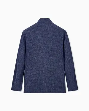 Giorgio Armani Blazer Regular Fit Denim-effect Froissé Wool Silk Cashmere