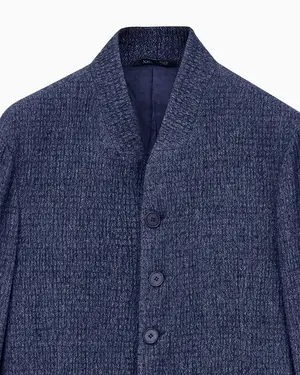Giorgio Armani Blazer Regular Fit Denim-effect Froissé Wool Silk Cashmere