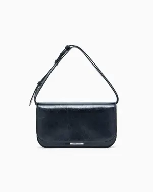 Giorgio Armani Patent Leather Clutch Bag With Shoulder Strap - Black