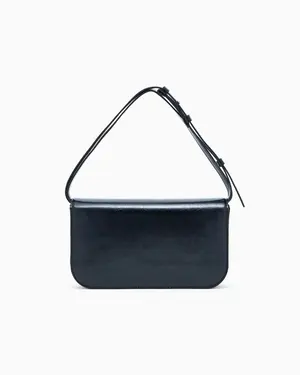 Giorgio Armani Patent Leather Clutch Bag With Shoulder Strap - Black