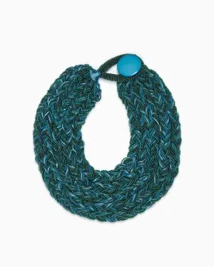Giorgio Armani Braided Multistrand Necklace With Beads - Green