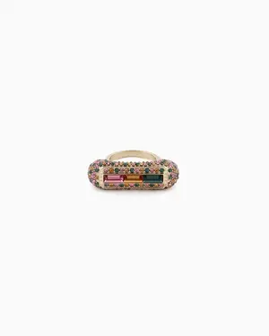 Giorgio Armani Ring With Swarovski Crystals - Green