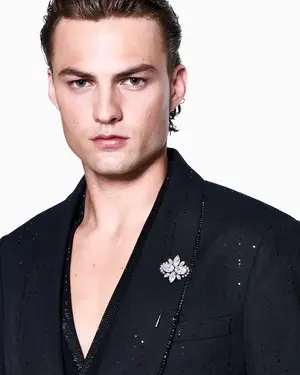 Giorgio Armani Metal Pin With Floral Element