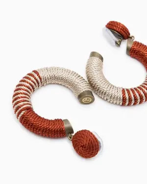 Giorgio Armani Two-tone Cord Hoop Earrings - Red