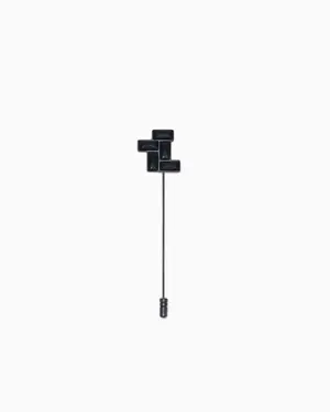 Giorgio Armani Sterling Silver Pin With Gemstones - Black