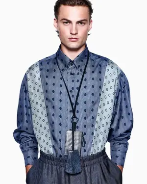 Giorgio Armani Printed Leather Keyring